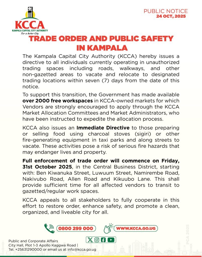KCCA Restores Trade Order and Public Safety in Kampala, Offers Over ...